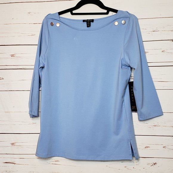 Tribal | Tops | Tribal 34 Sleeve Boat Neck Top | Poshmark